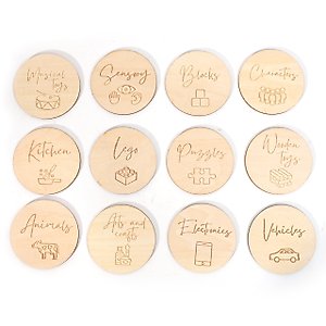 WAUAO Toy Box Storage Tags - Drawer Wood Sign,Nursery/Playroom Decor,Box Storage Tags, Playroom Organization,Playroom Toy Signs