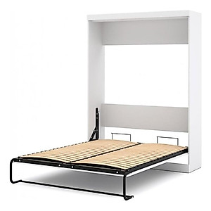 Pemberly Row Newton Easy-Lift Dual Piston Queen Size Murphy Wall Bed in White