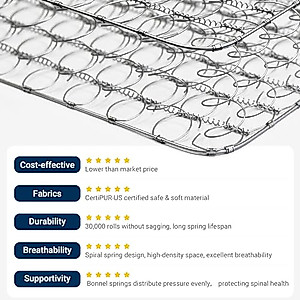 Avenco 6 Inch Twin XL Mattress, Twin XL Bed Mattress in a Box, Medium Soft, Breathable Fabric Cover & Adaptive Support, CertiPUR-US Certified, Twin XL Size Mattress in Guest and Kids Bedroom