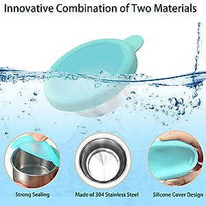 6 PCS 1.6 oz Salad Dressing Container To Go,Stainless Steel Condiment Containers with Leakproof Silicone Lid Reusable Condiment Sauce Cups with Lids Small Dipping Sauce Cups Container for Lunch Box