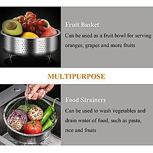 Vegetable Steamer Basket, Stainless Steel Steamer Basket with Handle, Veggie Steamer Basket, Food Steaming Basket, Steamer Insert for Pot, 8.6 inch