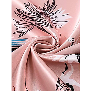 LYANER Women's Pajamas Set 4pcs Satin Silk Cami Top Button Down Loungewear Pjs Set Pink Small