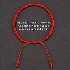 ASEWIHA Tibetan Lucky Red String Woven Bracelet for Protection Men Women Good Luck Red Thread Bracelet Handmade Knots Red Black Cord Rope Bracelet Adjustable,E
