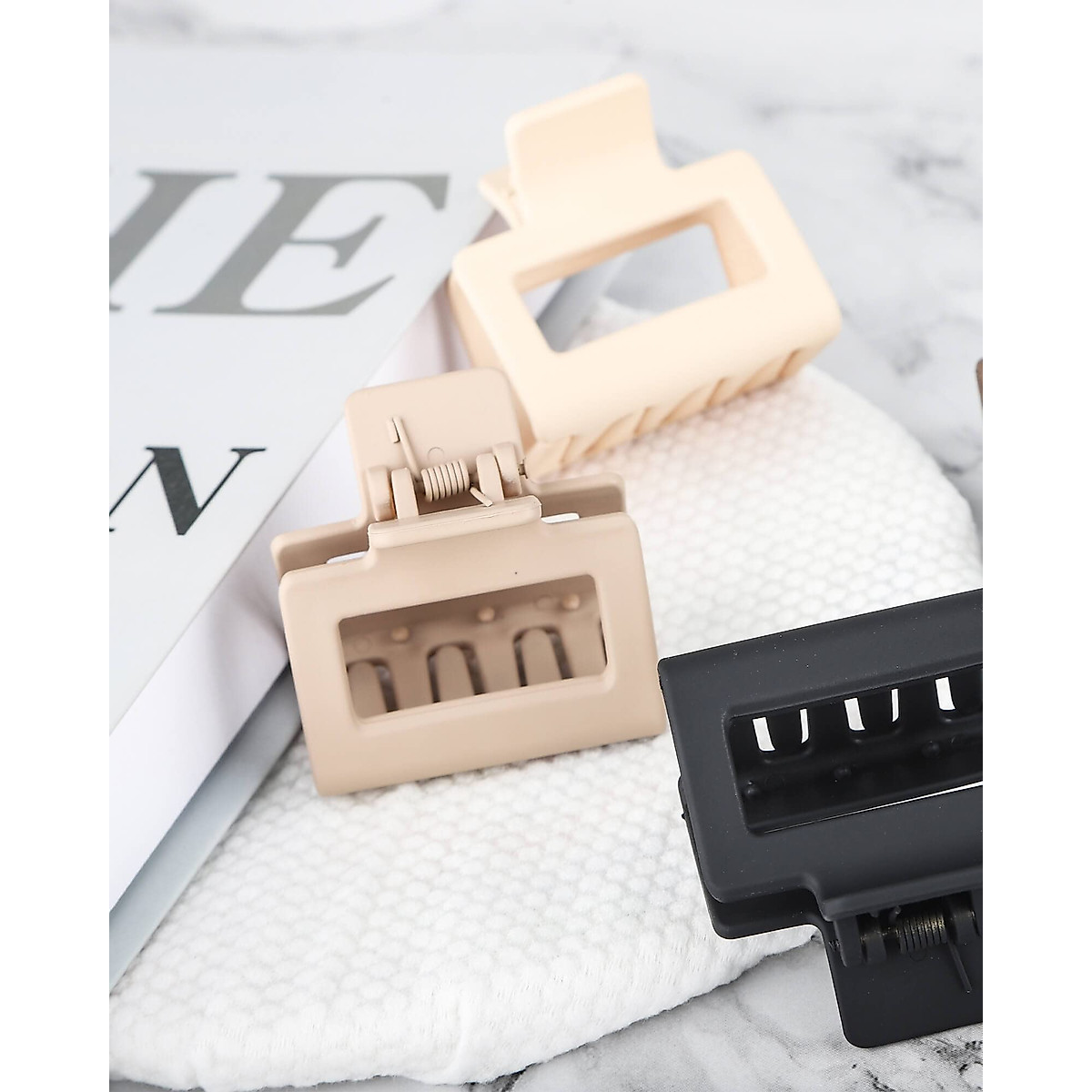 Aonwkan Hair Clips Square Hair Claw Clips - 12 Pieces 2" Matte Hair Clips for Teen Girl Gifts Thin Thick Hair Cute Stuff Nonslip Strong Grip Hair Clamps 12 Colors Jaw Clips Hair Accessories for Women