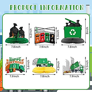 9 Pcs Garbage Truck Birthday Party Supplies Garbage Honeycomb Table Centerpiece Garbage Truck Table Toppers Centerpieces Trash Truck Birthday Party Supplies for Birthday Baby Shower Party Decorations