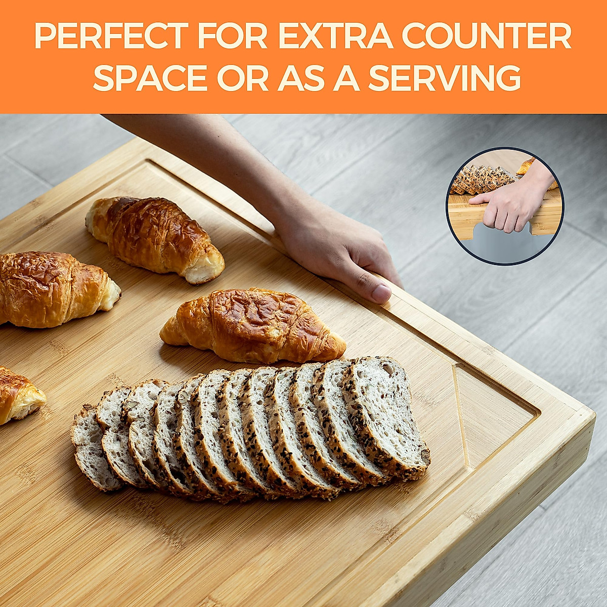 Noodle Board Stove Cover - Bamboo Wood Stove Top Covers for Electric Stove and Gas Stove - Sink Cover RV Stove Top Cover - 30"L x 22"W x 2.5"Th Raised Cutting Board with Juice Grooves