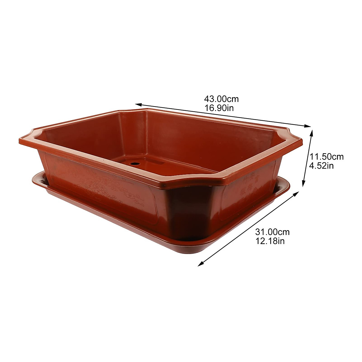 GANAZONO Plant Pots Flowerpot Bonsai Training Pots Rectangular Planter Pots Plant Growing Pots Plants Growing Planter with Drainage Tray Gardening Bonsai Container Hanging Planter