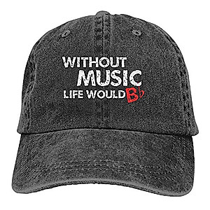 Denim Cap Without Music Life Would B Flat Baseball Dad Cap Classic Adjustable Sports for Men Women Hat