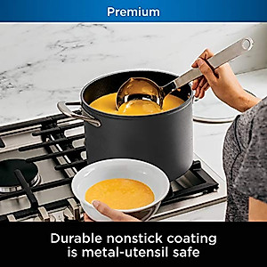 Ninja C30465 Foodi NeverStick Premium 6.5-Quart Stock Pot with Glass Lid, Hard-Anodized, Nonstick, Durable & Oven Safe to 500°F, Slate Grey