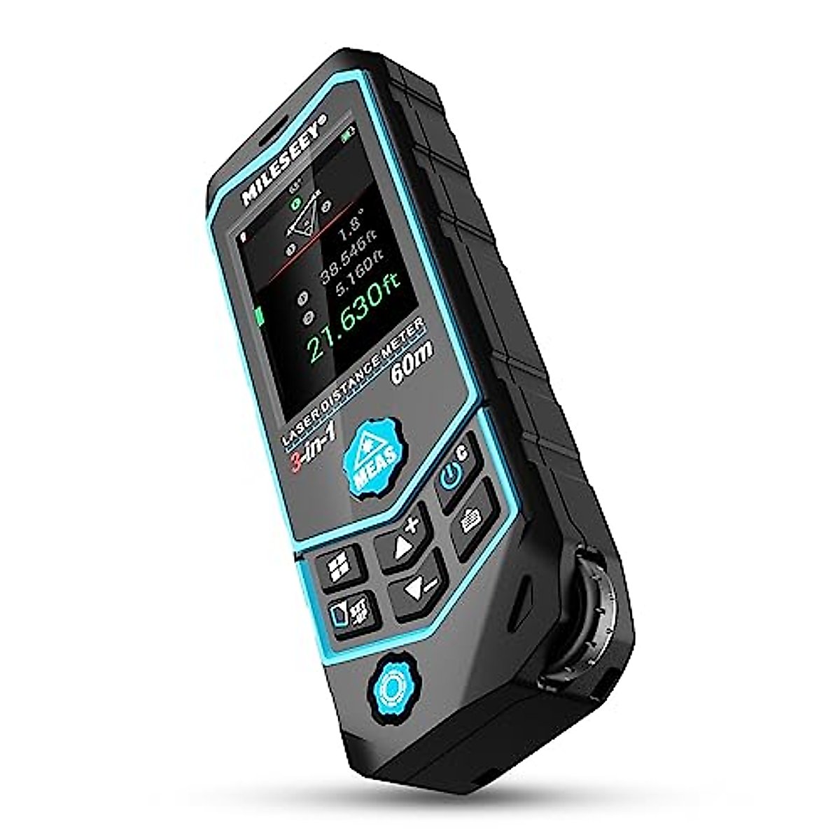 MiLESEEY R2B 200ft Laser Measure Tool with Built-in Wheel for Curved Measure, Digital Measuring Tape with Angle Sensor, Pythagorean, Point to Point, Area and Volume Measure
