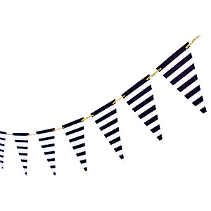 10 Feet Black Striped Banner Pirate Banner Decoration Graduation Flags Observed Supplies Party Garland Black and White Triangle Garland Flags for New Year Birthday Anniversary Party Nursery Classroom Decor 15 Pcs