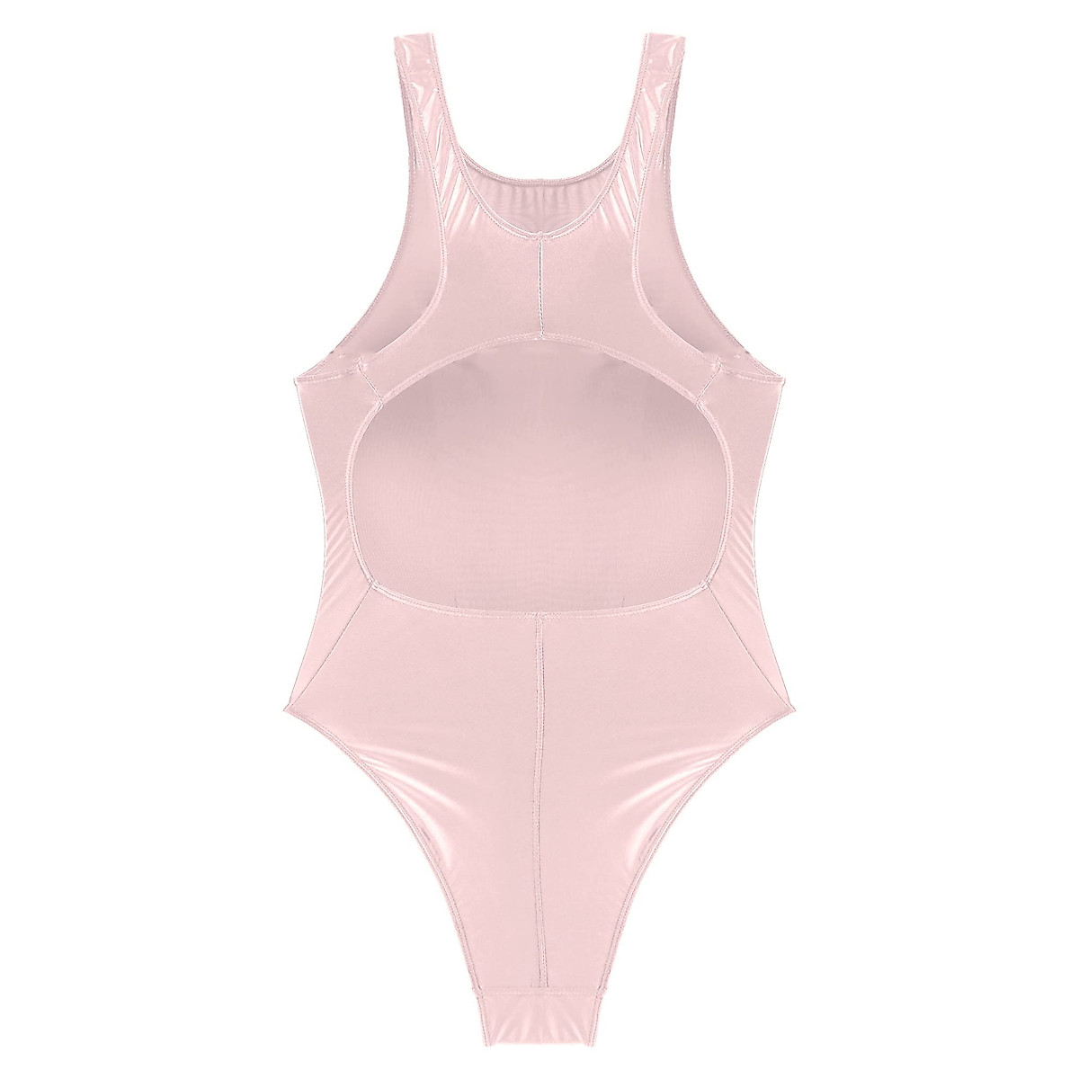 Linjinx Shiny Glossy Sleeveless Gymnastics Leotards for Women Adults Girls Ballet Dancwear Bodysuit Pink X-Large