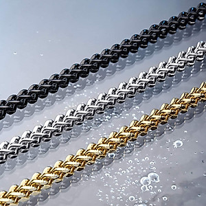 INBLUE 6MM Wide Chain Necklace for Men Stainless Steel Cuban Link Chain Necklace (Black, 21.6 Inch)