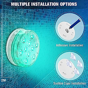 Qoolife Rechargeable Submersible Pool Lights with Remote, Waterproof Underwater Charging Battery Operated Controlled 25 Color Changing LED with Magnet Floating Lights Pool Pond Decoration (2 Pack)