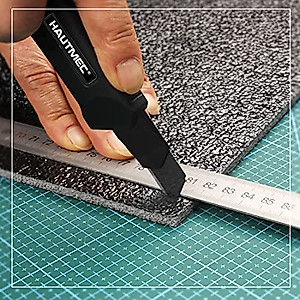 HAUTMEC 18mm Heavy Duty Utility Knife with Multi-Pick, Snap Off Ultra-Sharp Black Retractable Box Cutter, Ratchet & Soft-grip Cutter HT0248-KN
