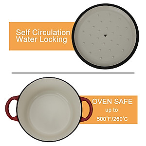 GreatChef Enameled Cast Iron Dutch Oven Casserole with Lid, 5.5 Quart, Oven Safe up to 500°F - Heavy-Duty, Versatile Cookware for Marinating, Cooking, Baking, Refrigerating, and Serving