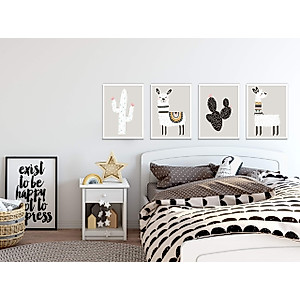 Llama Wall Decor Art Posters - Set of 4 11 x 14" Professional Grade Prints (Llama & Cactus) for Gifts, Baby Room, Boy or Girl Room, Kids, Nursery Room Decor, Playroom and classroom- Boho room decor