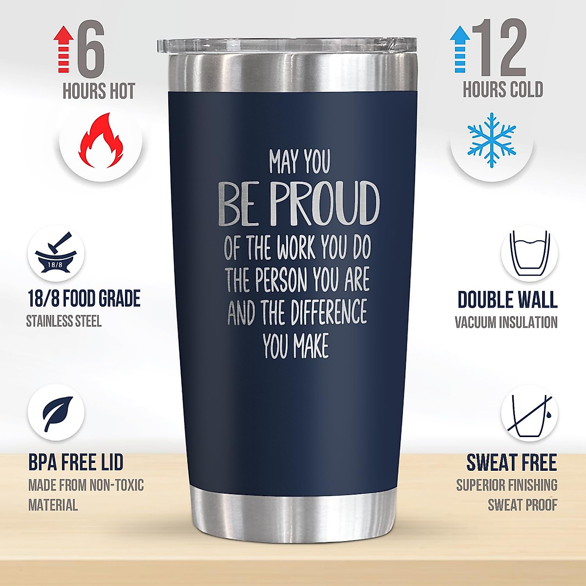 OASSIE Appreciation Gifts for Men - Be Proud 20 oz Stainless Steel Insulated Coffee Tumbler With Lid - Father's Day Teachers Day Birthday Inspirational Gifts for Teachers Coworkers Friends Dad