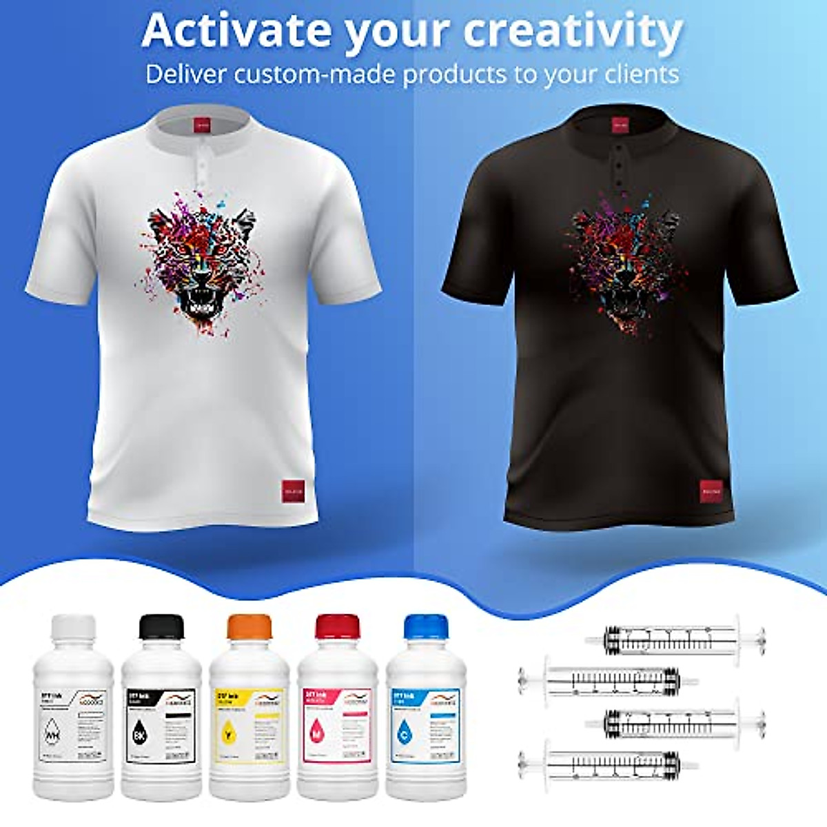 NGOODIEZ DTF Ink Refill for DTF Printer Conversion Kit Direct to Film Printing on T-Shirt (5x250 ml)
