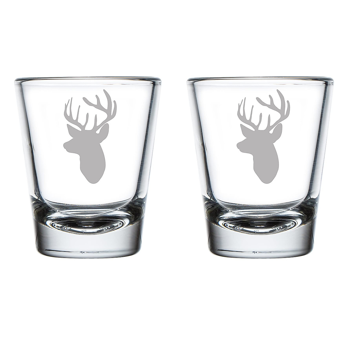 Set of 2 Shot Glasses 1.75oz Shot Glass Deer Head with Antlers Hunting