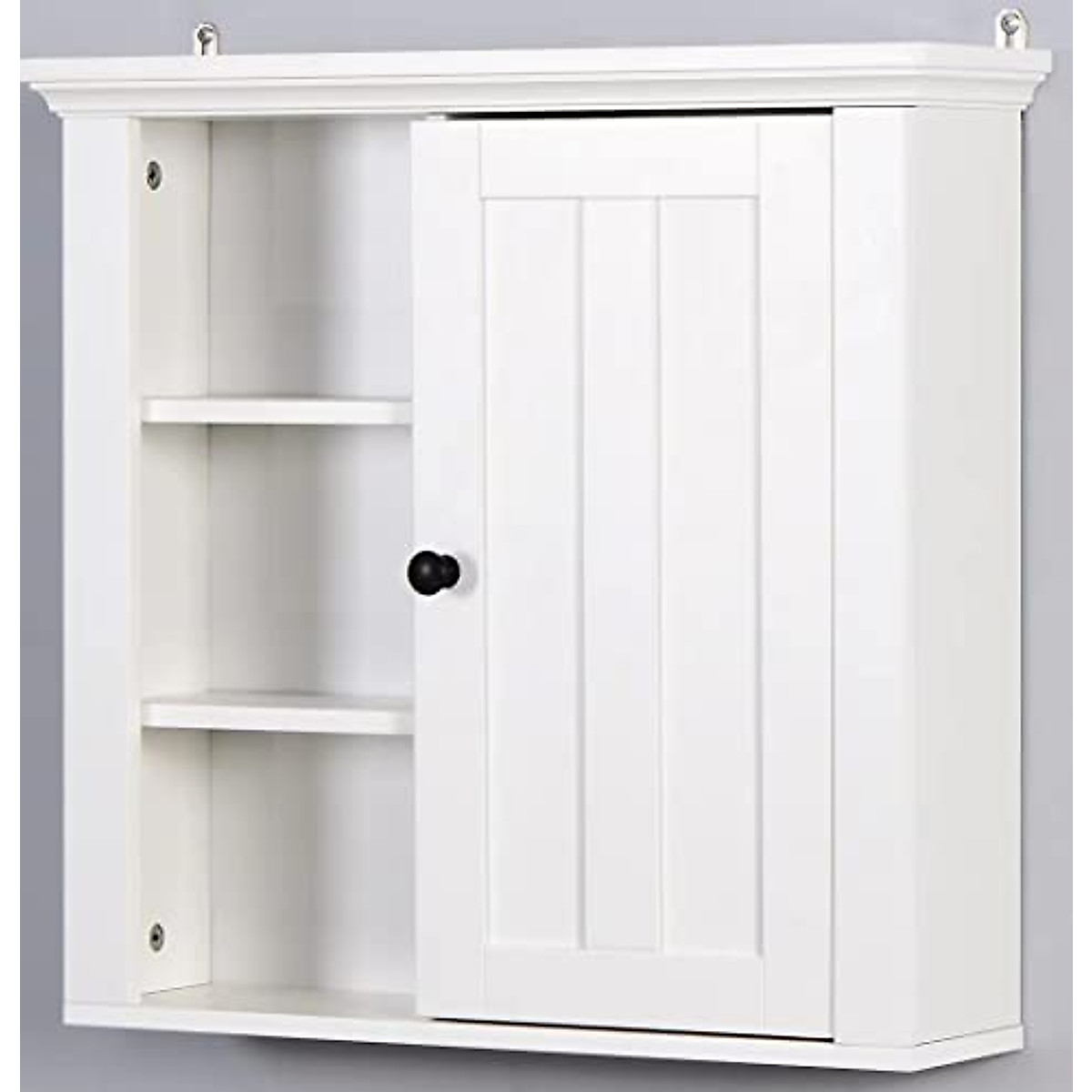 Majnesvon Small Wall Mounted Bathroom Wall Cabinet,Kitchen Cabinet,Medicine Cabinets,Storage Cabinet with 1 Doors and 2 Open Shelves for Bathroom, Livingroom, Kitchen, Cupboard(White)