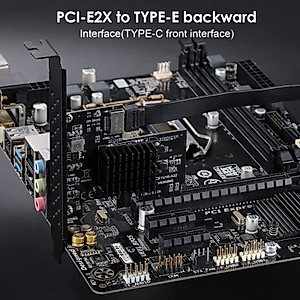 BEYIMEI PCI-E 2X to USB3.1 A-Key Gen2 Front Type-C Expansion Card,10Gbps Type-E Internal 20-pin Front Panel Connector Riser Card,PCI Express 3.0 X2 Adapter for Desktop PCs (ASM3142)
