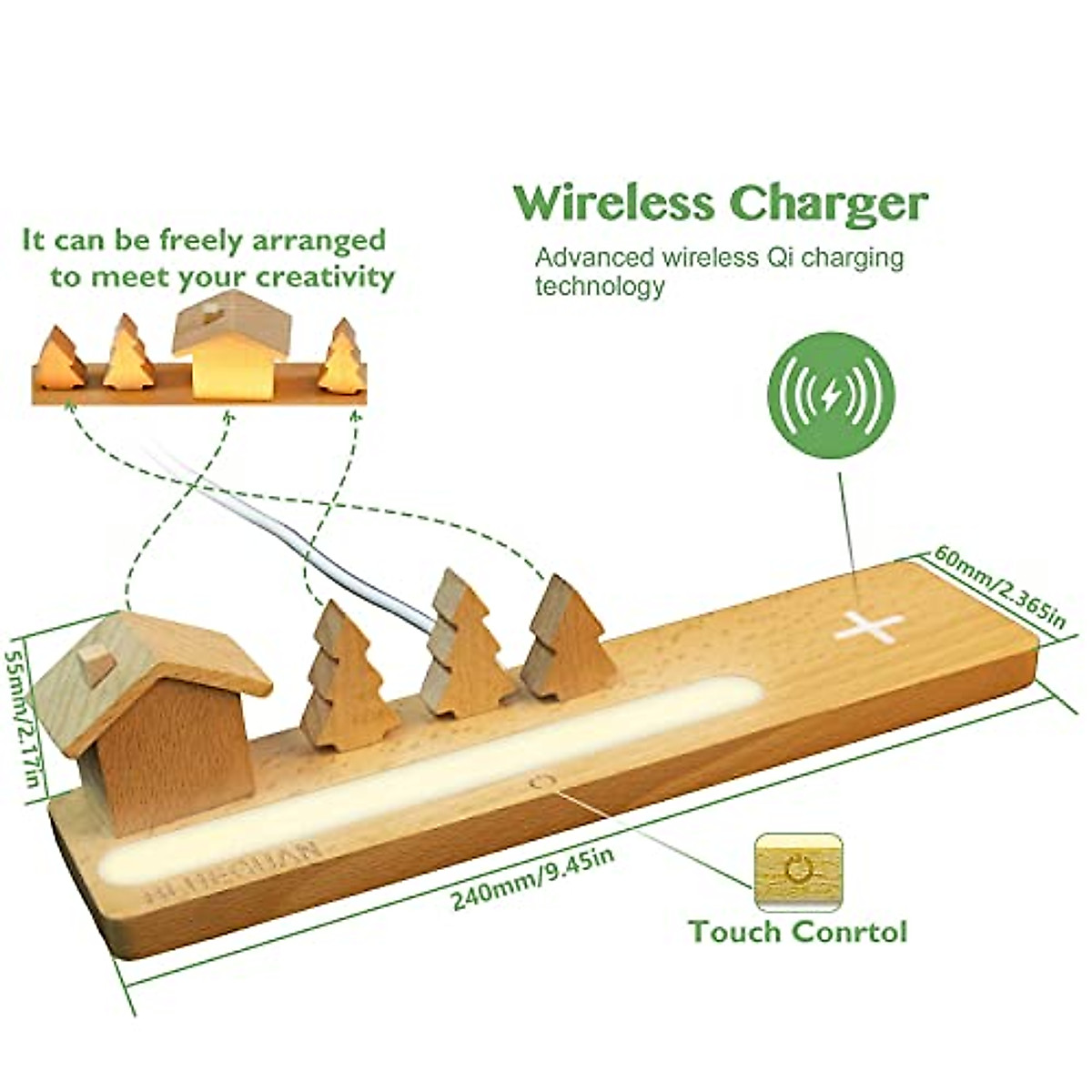 BLUEGUAN LED Night Light Nightstand Lamp with Touch Control, Eye-Caring Desk Lamp, Dimming for Reading, Bedroom, Living Room, Office Use