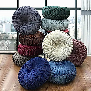 BESPORTBLE Round Floor Pillow Velvet Cushion Couch Pumpkin Throw Pillow for Home Sofa Chair Bed Car Decor (Blue)