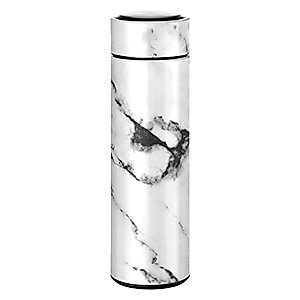 CaTaKu White Marble Vintage Water Bottle Insulated 16 oz Stainless Steel Flask Thermos Bottle for Coffee Water Drink Reusable Wide Mouth Vacuum Travel Mug