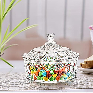 Lawei 2 Pack Candy Dish with Lid, Acrylic Decorative Candy Jar Crystal Covered Sugar Bowl for Candy Buffet, Party, Wedding, Home Decoration