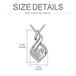 Natural Diamond Infinity Swirl Necklace, Sterling Silver Heart Pendant Necklace Love Jewelry for Her, Mom, Wife, 18"-20"