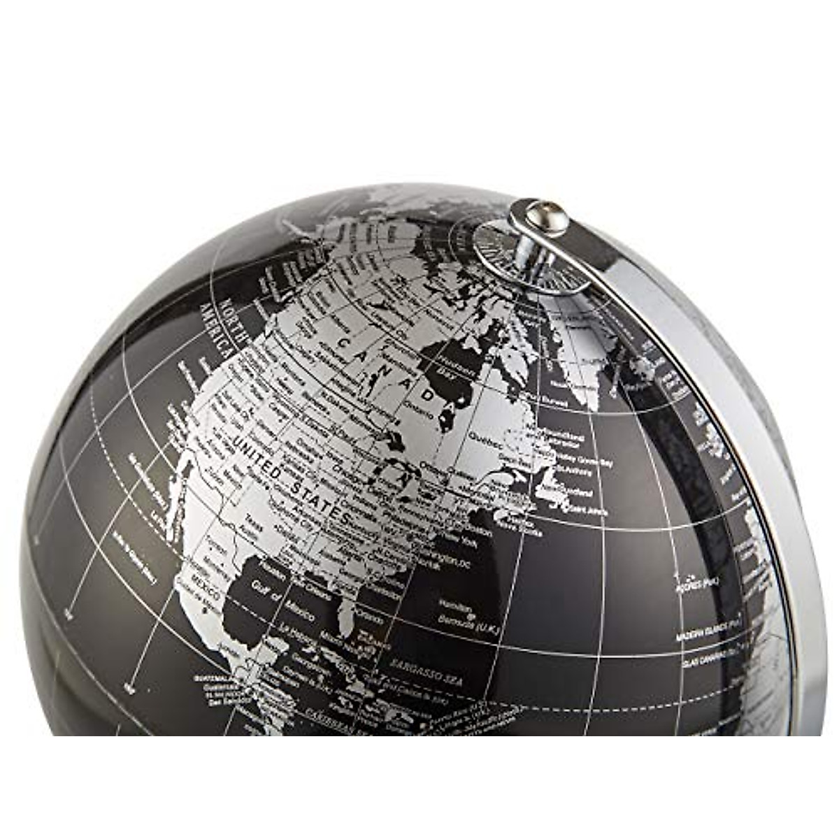 ANNOVA Metallic World Globe Black – Educational/Geographic/Modern Desktop Decoration - Stainless Steel Arc and Base/Earth World - Metallic Black - for School, Home, and Office (10-Inch)