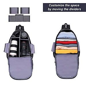 MOSISO Camera Bag Sling Backpack, DSLR/SLR/Mirrorless Photography Waterproof Camera Case Crossbody Shoulder Bag with Tripod Holder&Rain Cover&Shoulder Straps Compatible with Canon/Nikon/Sony, Black