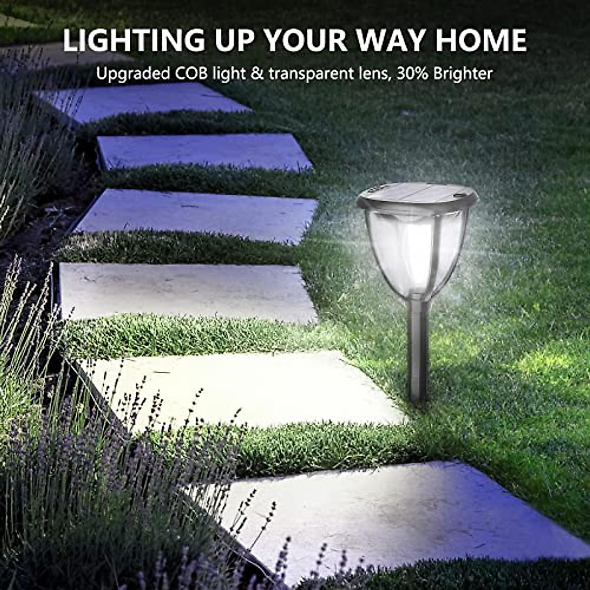 Solar Pathway Lights Outdoor, Solar Powered Walkway Lights Dusk to Dawn Up to 12Hrs, IP65 Waterproof Auto On/Off Soalr Landscape Path Lighting Decorative for Garden Yard Patio Lawn Driveway -2 Pack