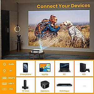 TOPVISION LIFE Projector Native 1080P Projector with Bag, 9800L Full HD Portable Movie Projector for Outdoor Use, Home Projector Compatible with TV Stick, HDMI, VGA, USB, Smartphone