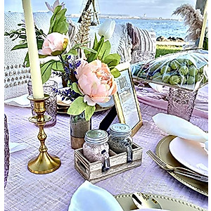 Mason Jar Salt and Pepper Shakers Set with Wood Caddy, Easy to Clean & Refill for Farmhouse Kitchen Table, Rustic Home Decor and Gifts