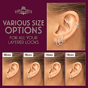 14k White Gold Tiny Endless Hoop Earrings Round Flexible Thin Small little Continuous Real Pure Gold Mini Hoops 10mm