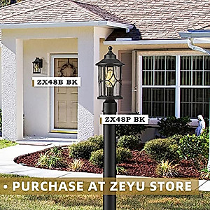 zeyu Outdoor Post Lights Set of 2, Farmhouse Waterproof Lamp Post Light Fixtures for Patio 2 Pack, Black Finish with Seeded Glass Shade, ZX48P-2PK BK