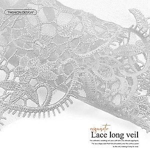 Unsutuo Cathedral Wedding Veil 1 Tier Lace Applique Bridal Veil Long Tulle Veil with Comb for Women and Bride (Ivory)