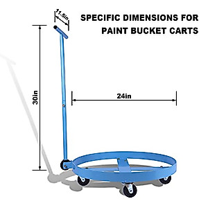 yue 55 Gallon Heavy Duty Steel Drum Dolly with 4 Swivel Caster and Handle, Rolling Bucket Dolly Hand Truck for Paint Bucket for Workshops, Factories, Warehouses (Blue) (YQTC-Blue)