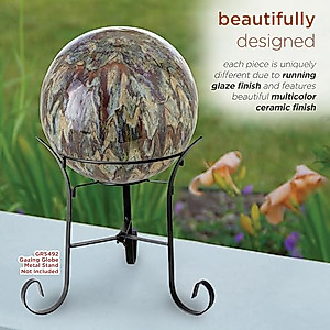 Alpine Corporation 10" Tall Indoor/Outdoor Glazed Ceramic Gazing Globe Yard Decoration