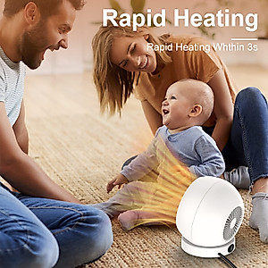 Lmkeji Desk Heater,600W Energy Efficient Desktop Heater for Indoor Use,Safe and Quiet for Bedroom Home Office Use(White)