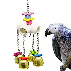 IUHKBH Bird Parrot Toy Colorful Bird Swing Toys with Bell Hanging Toy for Budgie Lovebirds Conures Small Parakeet Cages Decorative Accessories