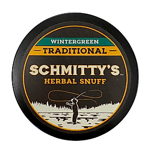 Schmitty's Herbal Snuff Wintergreen 1 Can with DC Crafts Nation Skin Can Cover -Black