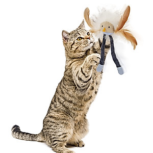 Petlinks HappyNip Leggy Loon Feather Cat Toy, Contains Silvervine & Catnip - Tan/Blue, One Size