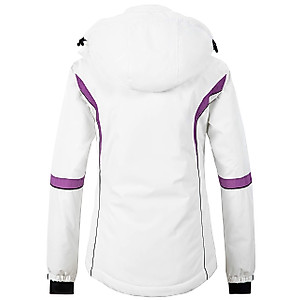 wantdo Women's Winter Printed Waterproof Ski Jacket Raincoat with Hood White L