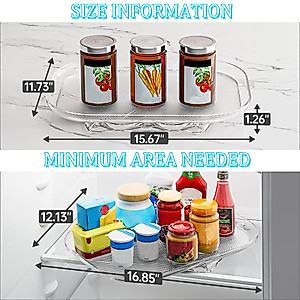 Lazy Susan Turntable Organizer for Refrigerator Clear Rectangular Fridge Organizer Storage Countertop Condiment Storage Rack Turntable Kitchen