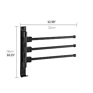 Rotating Towel Bar Hand Towel Holder Wall Mounted Storage Shelf Towel Ladder Hanger for Bathroom Kitchen Waterproof Towel Bar Holder Rack Adhesive Bathroom Replacement Bath Shelf Small Wall
