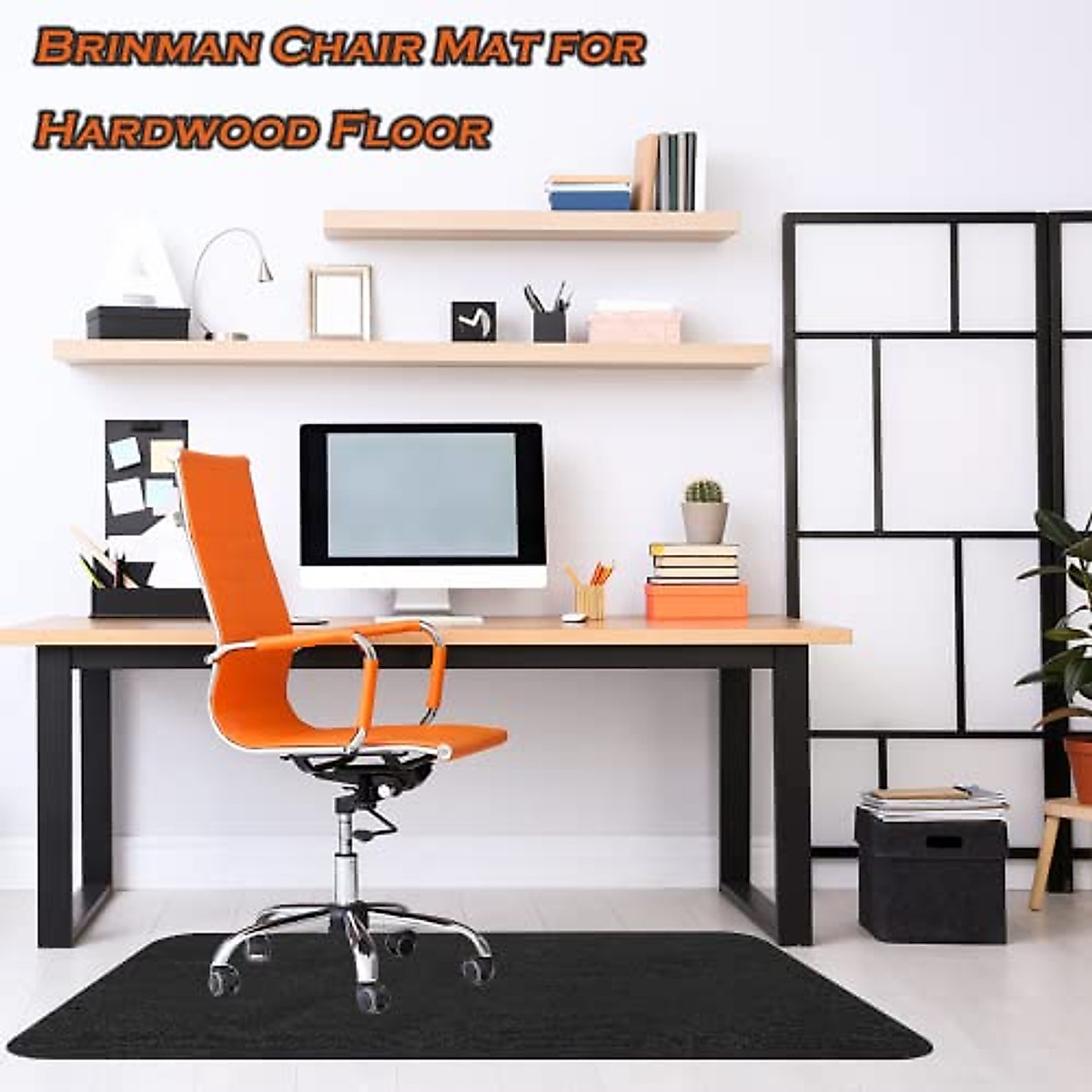 Brinman Chair Mat for Hardwood Floor,36"x48" Desk Chair Mat,Non-Slip Office Chair Mat, Computer Gaming Floor Mat for Rolling Chair, Under Desk Rug Floor Protector,Easy Clean & Flat Without Curling