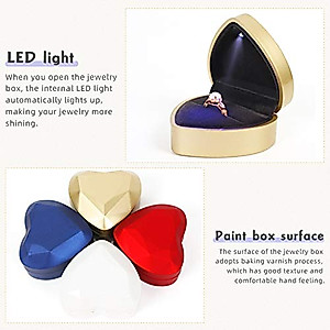 iSuperb Heart Shaped Ring Box LED Light Engagement Ring Boxes Jewelry Gift Box for Proposal Wedding Valentine's Day Anniversary Christmas (Red)